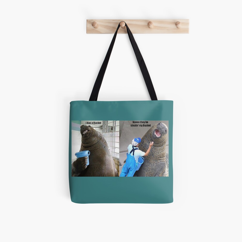 "LOLrus: I has a bucket. Nooooo, they be stealin my bucket! " Tote Bag ...