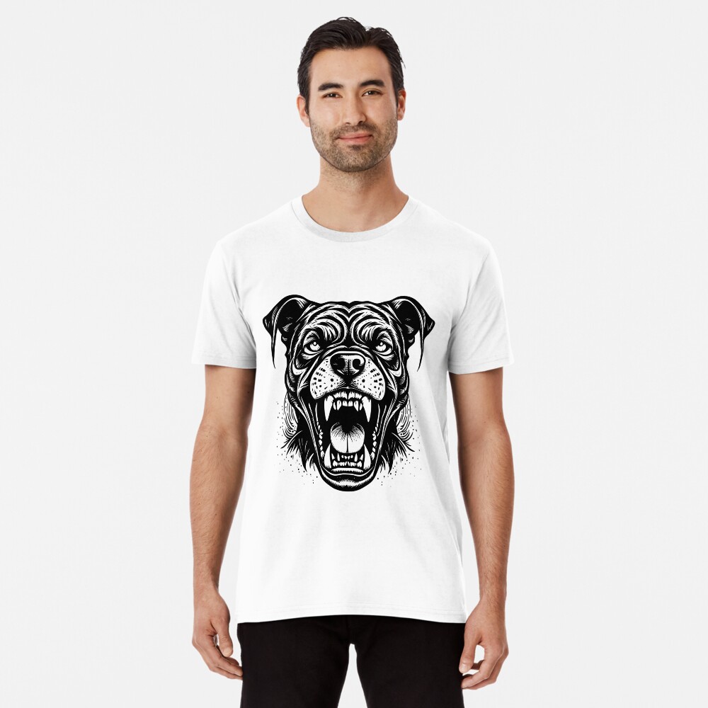 "Mad Pitbull Face Black Line Art" Sticker for Sale by wheresthekarma ...