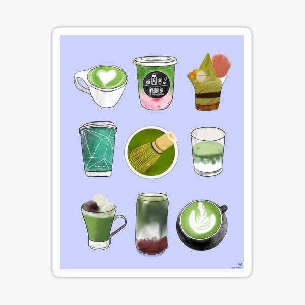 "Matcha Shop Collection " Sticker for Sale by gabylvscoffee | Redbubble