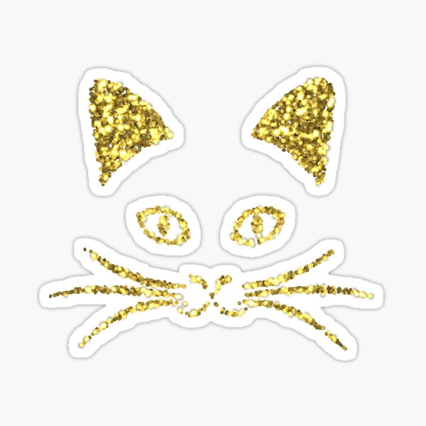 "Cute Cat Face Gold Glitter" Sticker by proeinstein | Redbubble