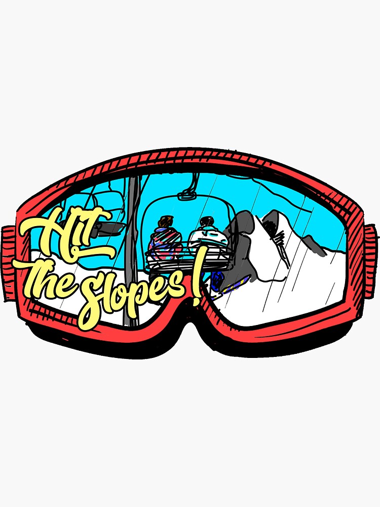 "Hit the slopes ski goggles" Sticker for Sale by mirmaids | Redbubble