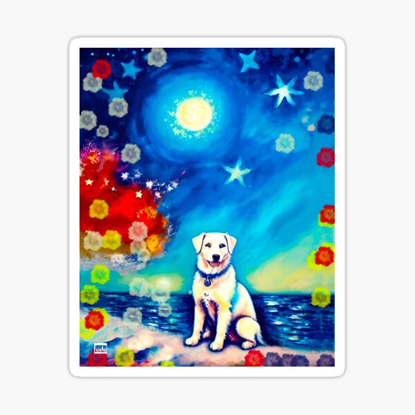 "At the sea with Bella" Sticker for Sale by Enzo Iorio | Redbubble