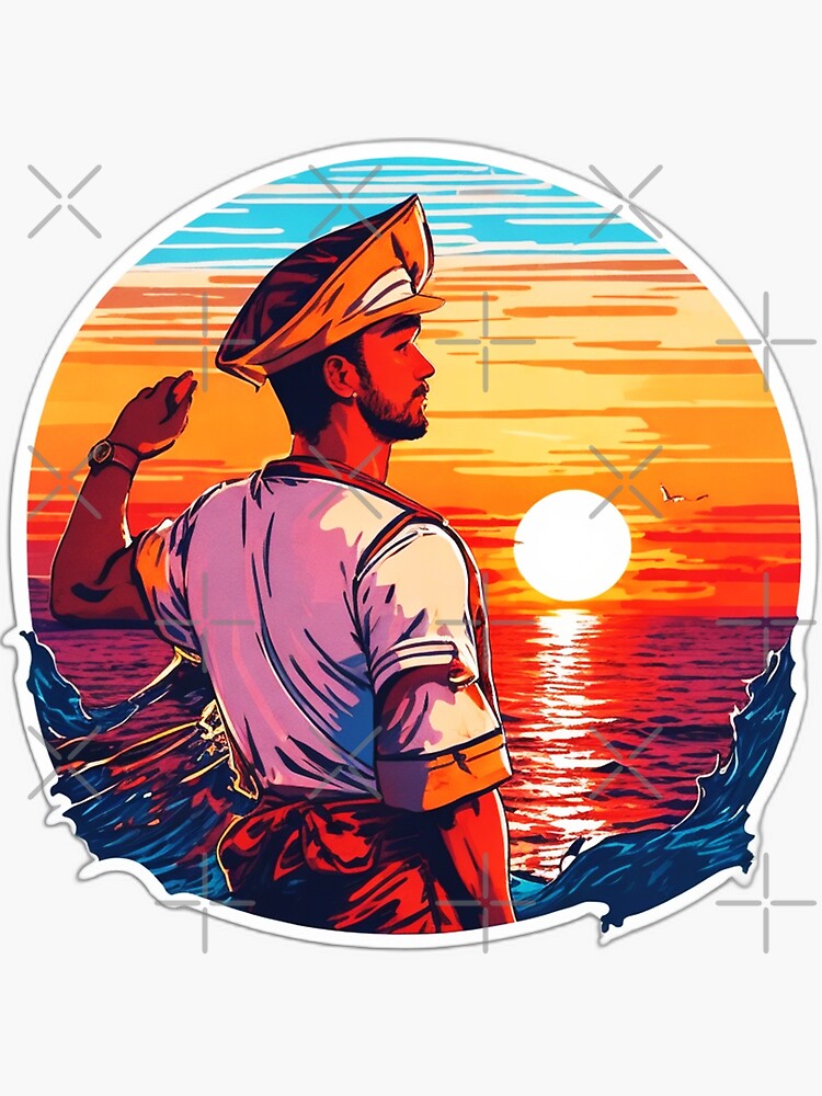 "Admiral Looking at Sunset Over the Ocean" Sticker for Sale by ...
