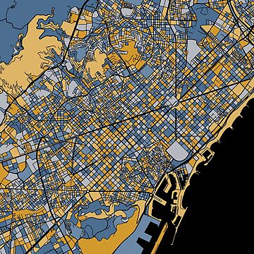 "Barcelona Map Pattern in Blue & Gold" Sticker for Sale by PatternMaps ...