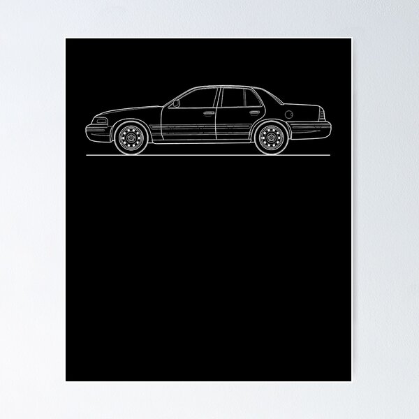 "Ford Crown Victoria Police Interceptor Blueprint - Side View" Poster ...