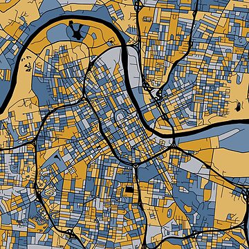 "Nashville Map Pattern in Blue & Gold" Sticker for Sale by PatternMaps ...