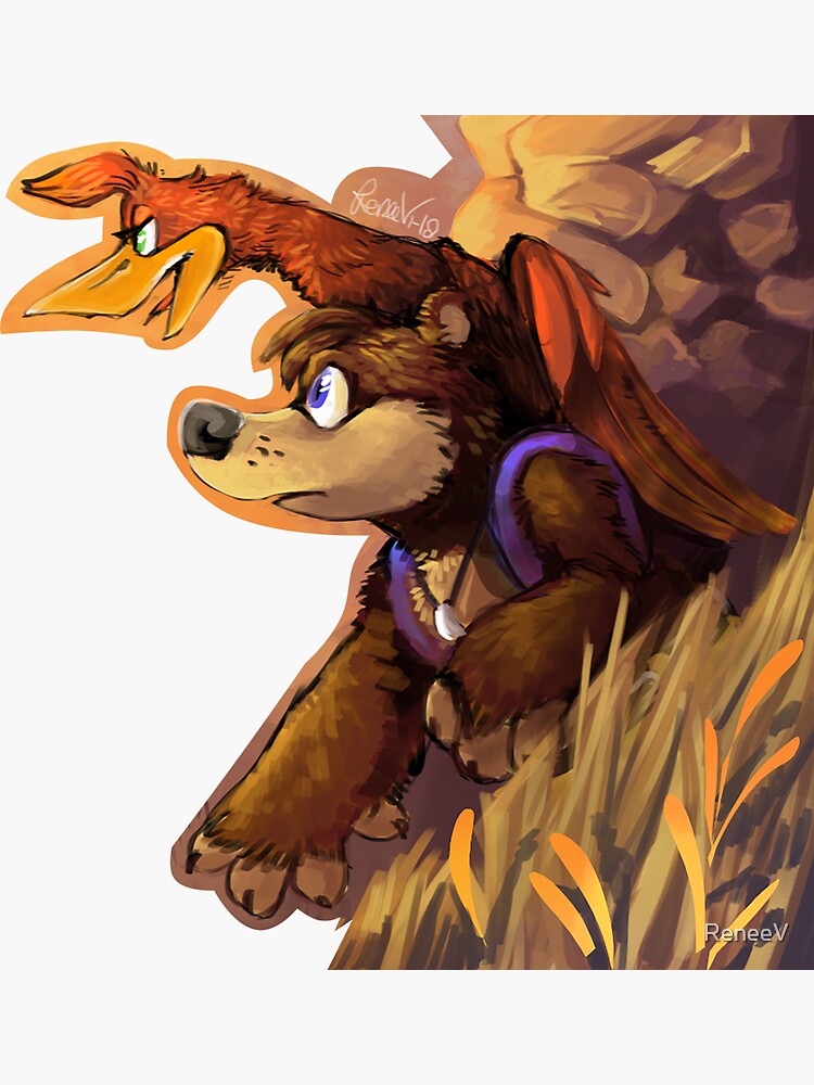 "Bear and Bird chasing the sun" Sticker by ReneeV | Redbubble