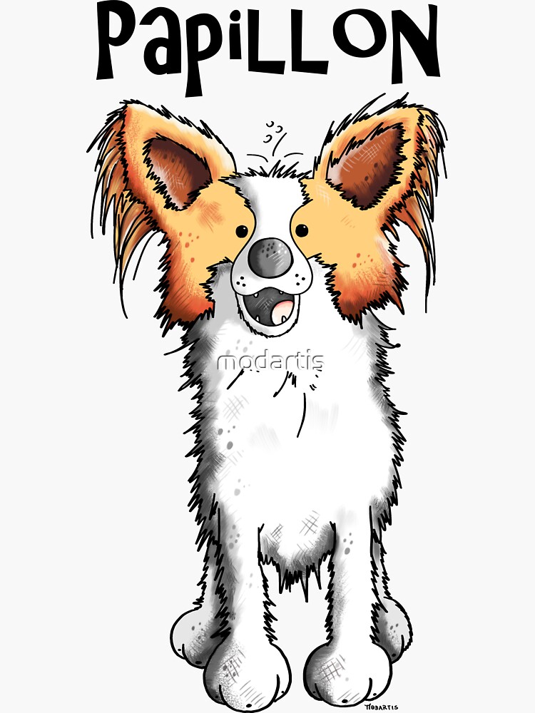 "Happy Papillon Dog " Sticker for Sale by modartis | Redbubble