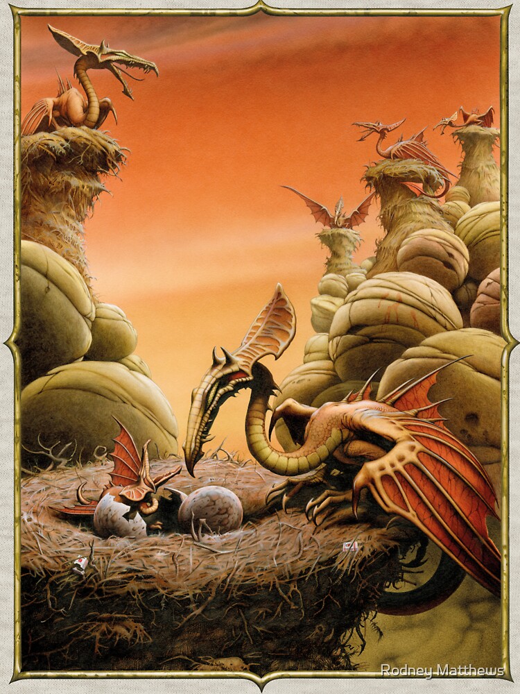 "The Dragon Colony" Essential T-Shirt for Sale by RodneyMatthews ...