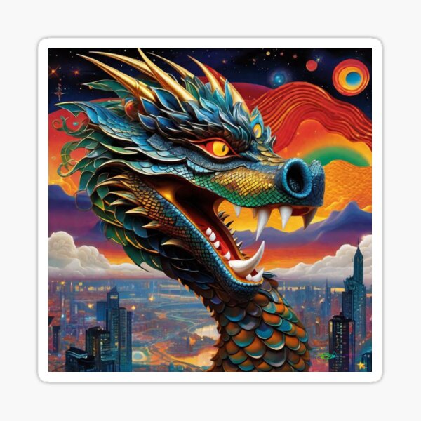 "Cosmic Trippy Dragon Dreams 12" Sticker for Sale by benitodelray ...