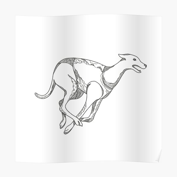 "Greyhound Running Doodle Art" Poster for Sale by patrimonio | Redbubble