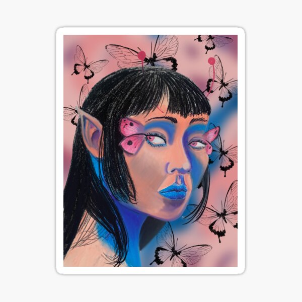 "Butterfly Fae in pink" Sticker for Sale by SMoneArt | Redbubble