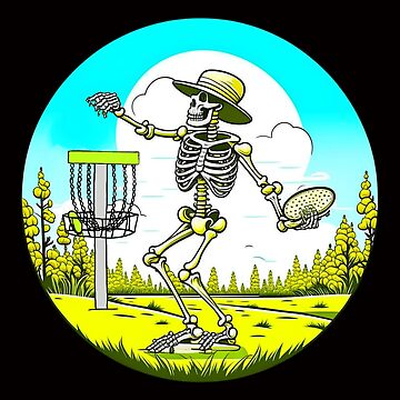 "Disc Golf Skeleton with Hat in the Woods" Sticker for Sale by ...