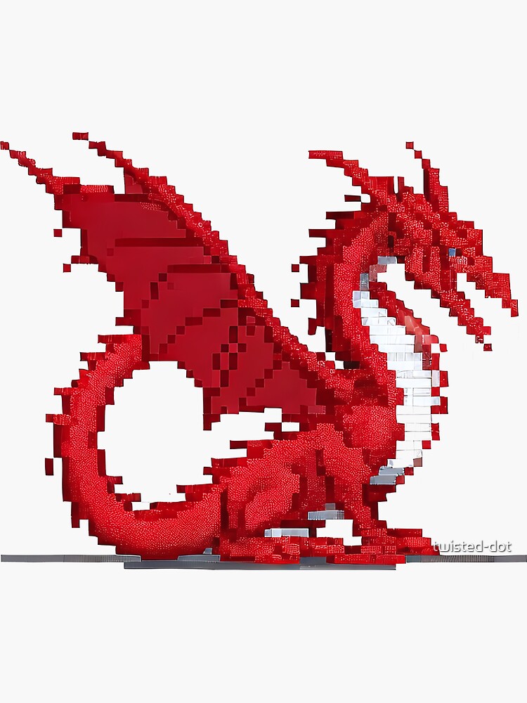 "Pixelated red dragon painting. Fantasy pixel art style." Sticker for ...