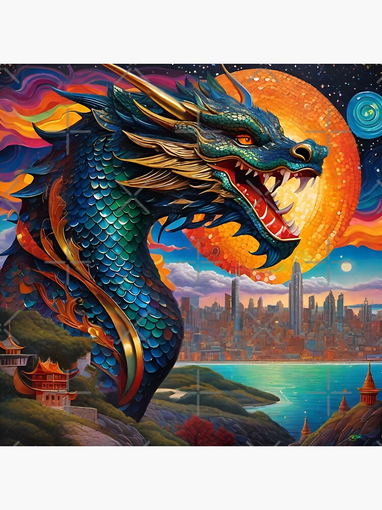 "Cosmic Trippy Dragon Dreams 17" Sticker for Sale by benitodelray ...