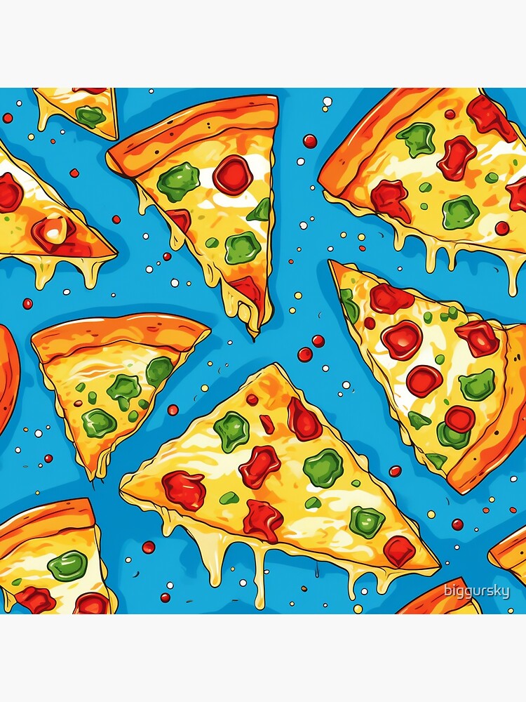 "Abstract Exploding Pizza Pattern | Whimsical Foodie Design | Unique ...