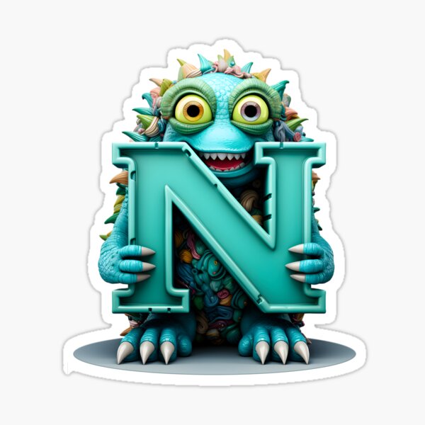 "Cute Monster for Kids Alphabet Letter N Funny Back to School ...