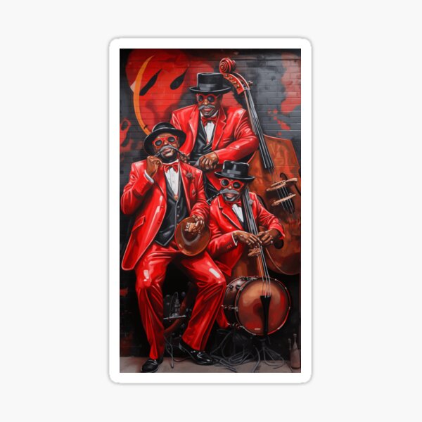 "A Red Suited Jazz Band Players" Sticker for Sale by StudioRedKoala ...