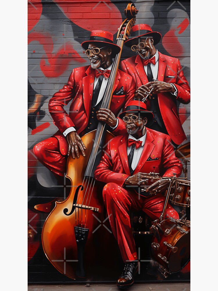 "A Red Suited Jazz Band Players" Sticker for Sale by StudioRedKoala ...