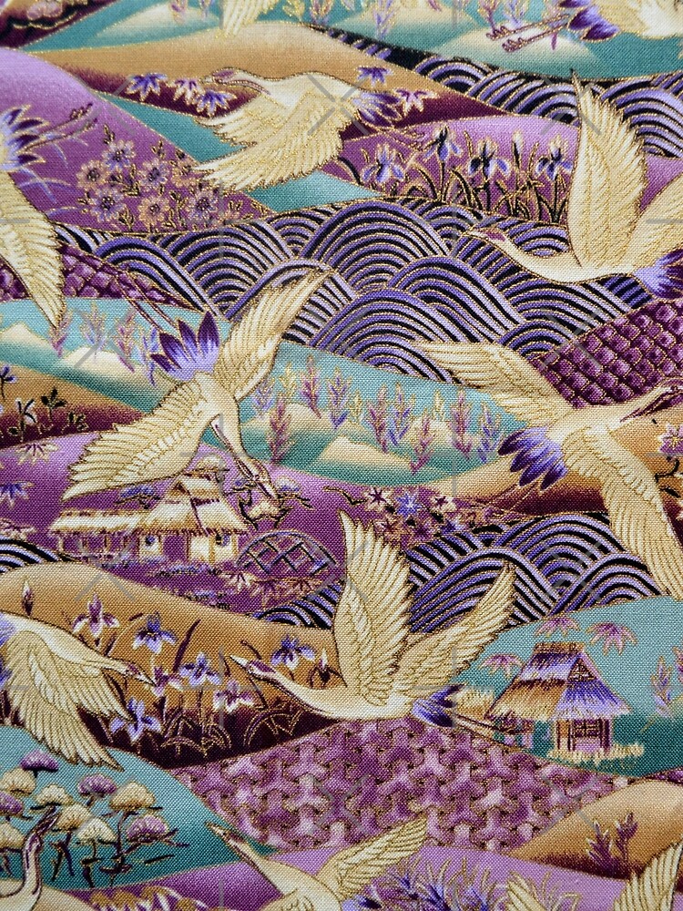 "Japanese Crane kimono style embroidered pattern" Scarf for Sale by ...