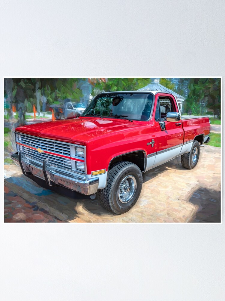 "1984 Red Chevrolet C10 Silverado Pick Up Truck X112" Poster for Sale ...