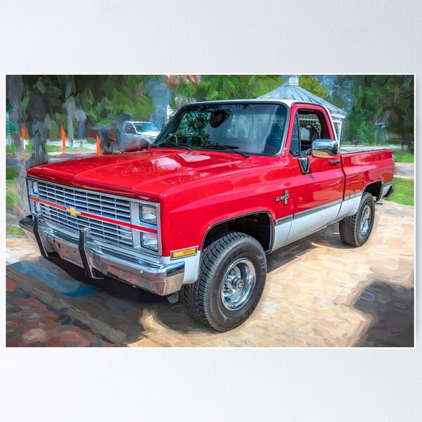 "1984 Red Chevrolet C10 Silverado Pick Up Truck X112" Poster for Sale ...