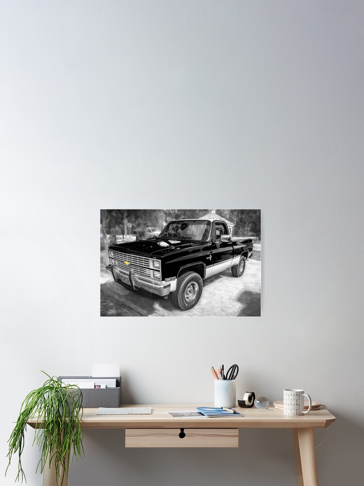 "1984 Black Chevrolet C10 Silverado Pick Up Truck X112" Poster for Sale ...