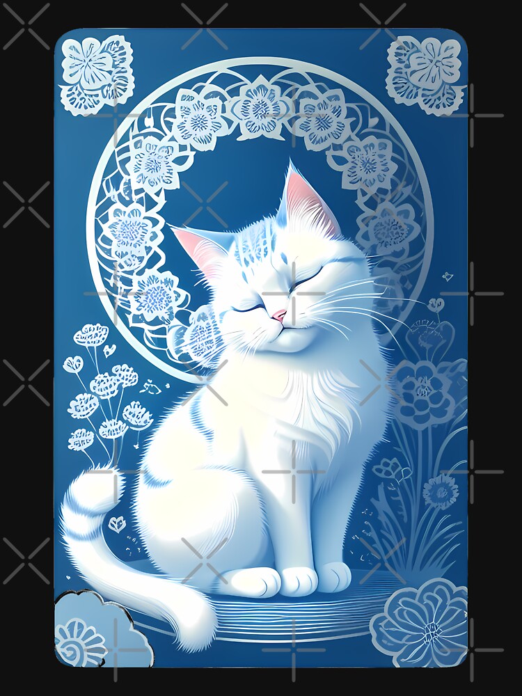 "Serenity of Cyanotype Fluffy Cat" Essential T-Shirt for Sale by ...