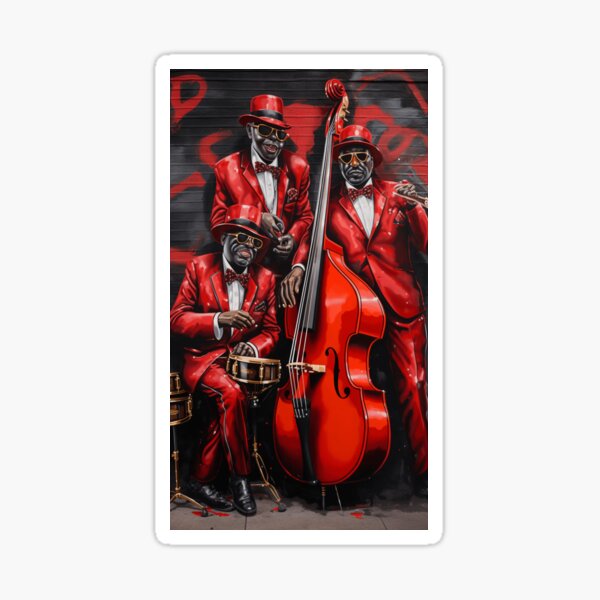 "A Red Suited Jazz Band Players" Sticker for Sale by StudioRedKoala ...