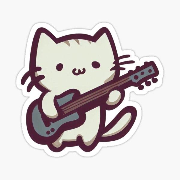 "Cute Guitar Cat" Sticker for Sale by HowAboutShirts | Redbubble
