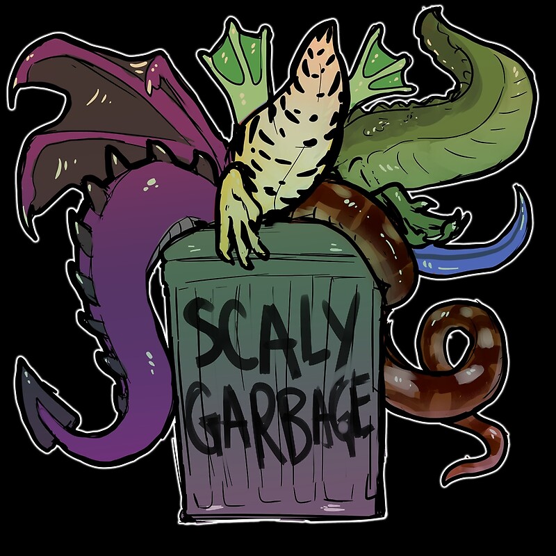 "scaly things! and a frog! in a trash can!" by critical-error | Redbubble
