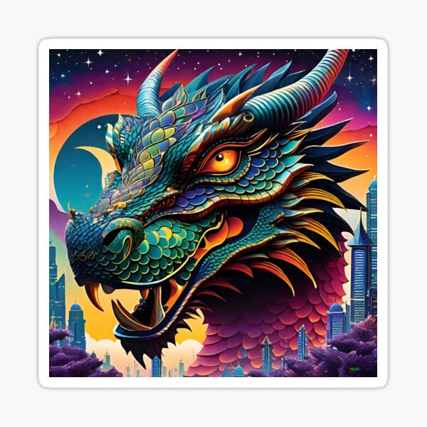 "Cosmic Trippy Dragon Dreams 23" Sticker for Sale by benitodelray ...