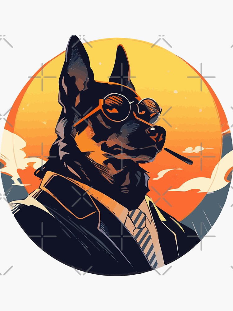 "A German Shepherd spy dog circle portrait" Sticker for Sale by ...
