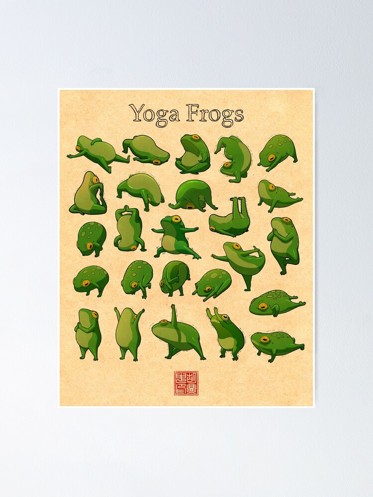 "Yoga Frogs Poster With Text" Poster for Sale by DingHuArt | Redbubble
