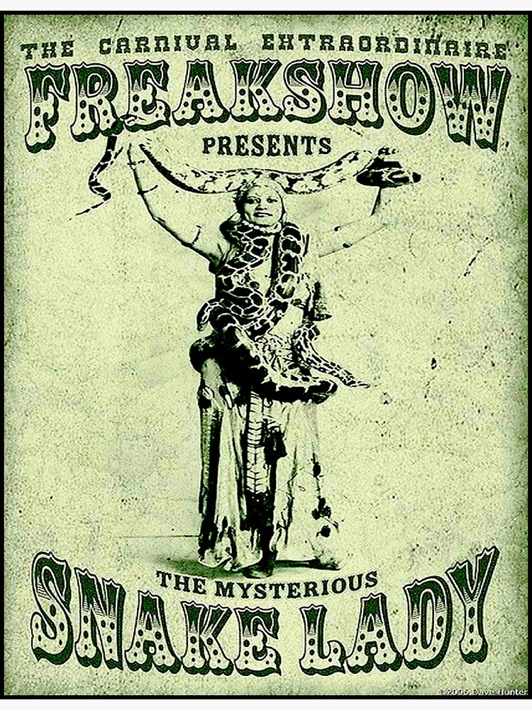 "FREAK SHOW : Carnival Snake Lady Advertising Print" Sticker for Sale ...