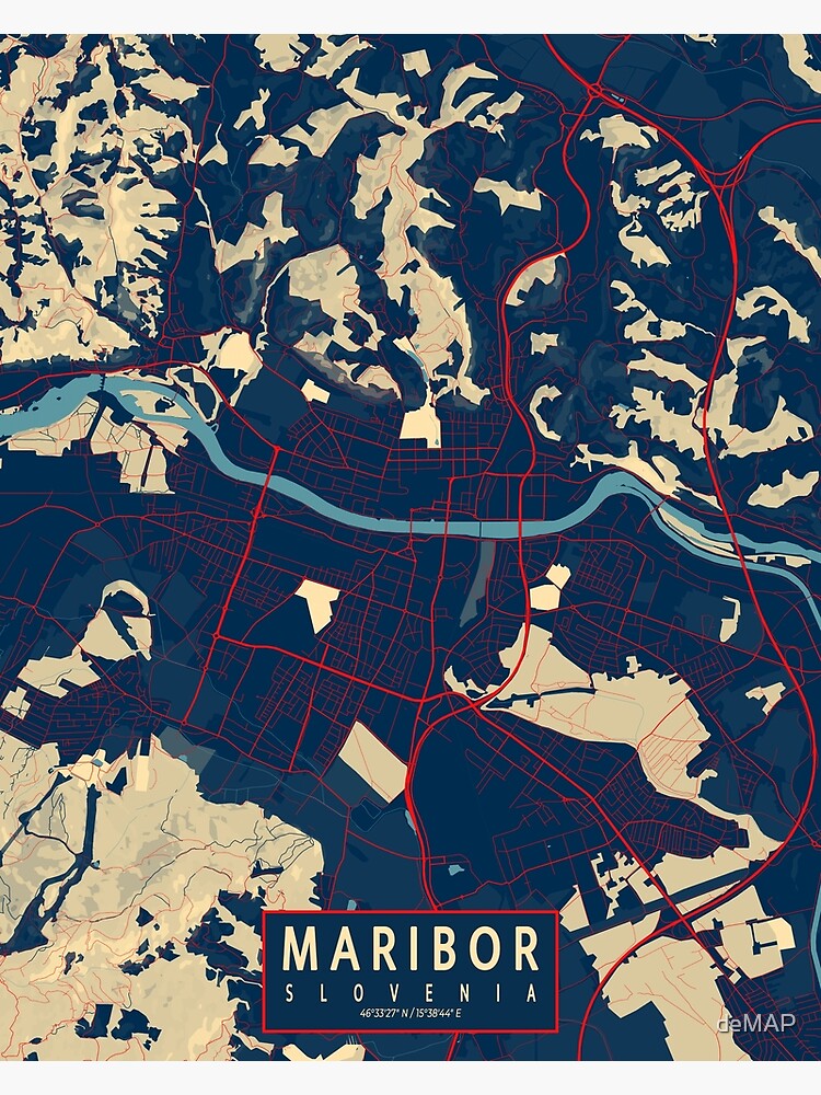 "Maribor City Map of Slovenia - Hope" Poster for Sale by deMAP | Redbubble