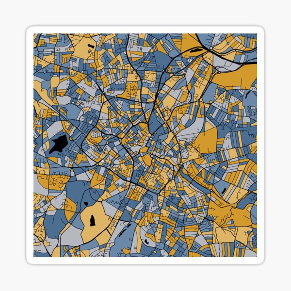"Birmingham Map Pattern in Blue & Gold" Sticker for Sale by PatternMaps ...