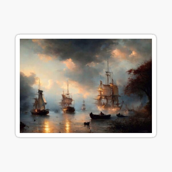 "Ships at sea" Sticker for Sale by M-Y-A-R-T- | Redbubble