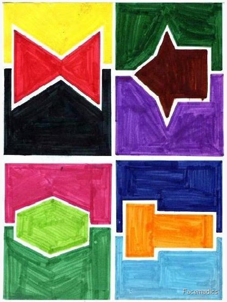 "Four Colors Side Ways (Facemadics colorful iIllustration shape drawing ...