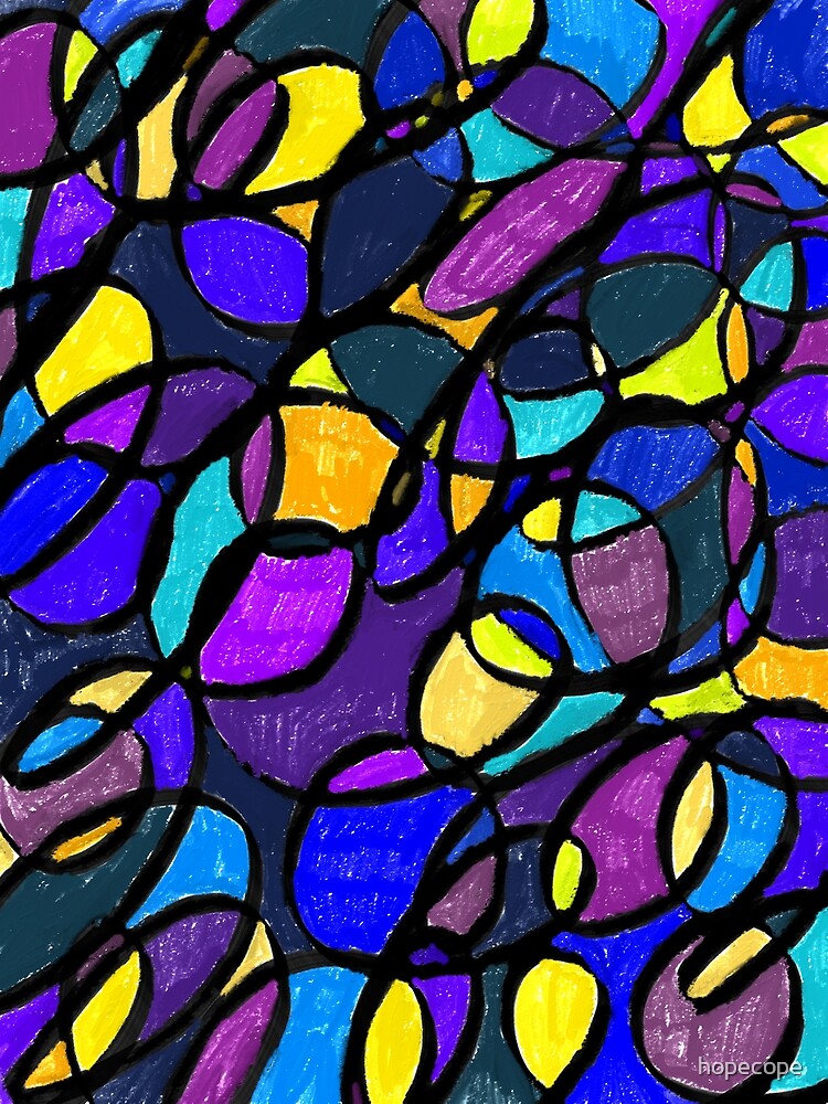 "Oil Pastel Stained Glass Inspired Night Colorful Bright" Art Print for ...