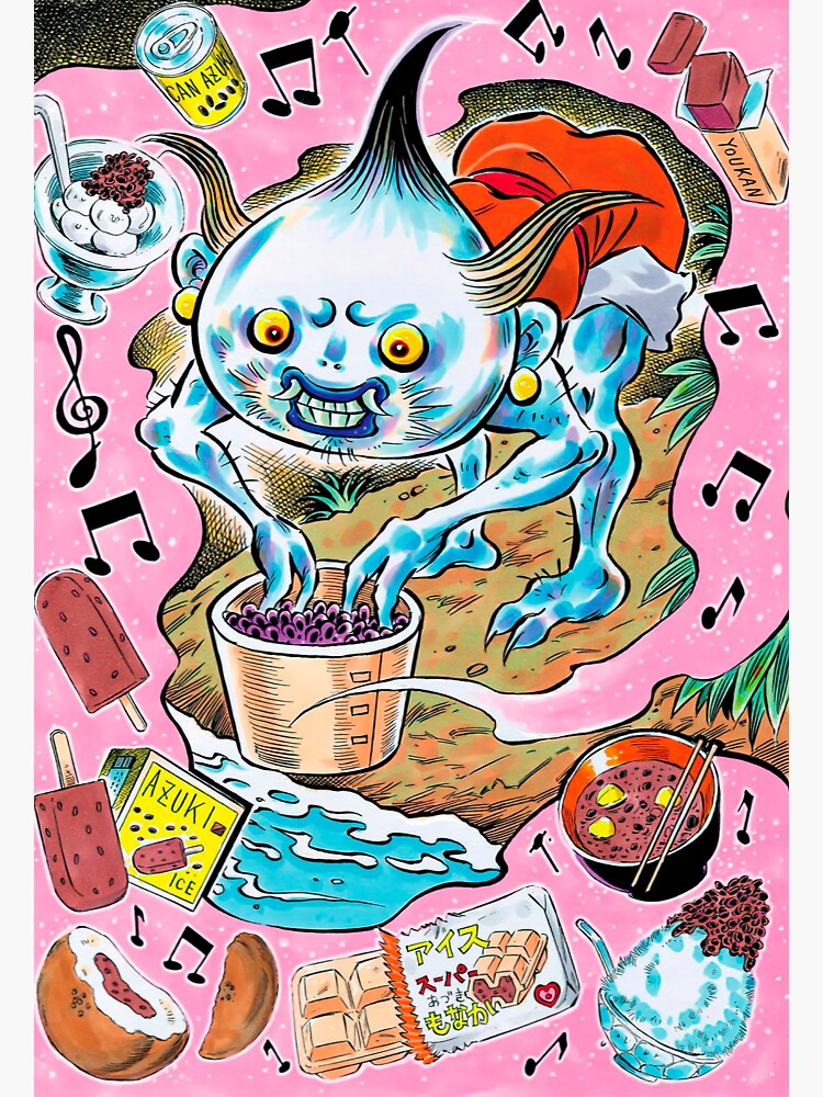 "Azukiarai, The Red Bean Grinder Japanese Yokai Ghost" Sticker for Sale ...