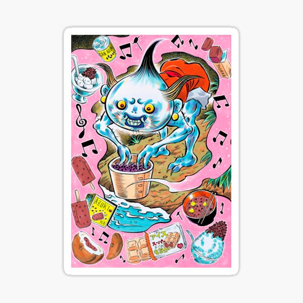 "Azukiarai, The Red Bean Grinder Japanese Yokai Ghost" Sticker for Sale ...