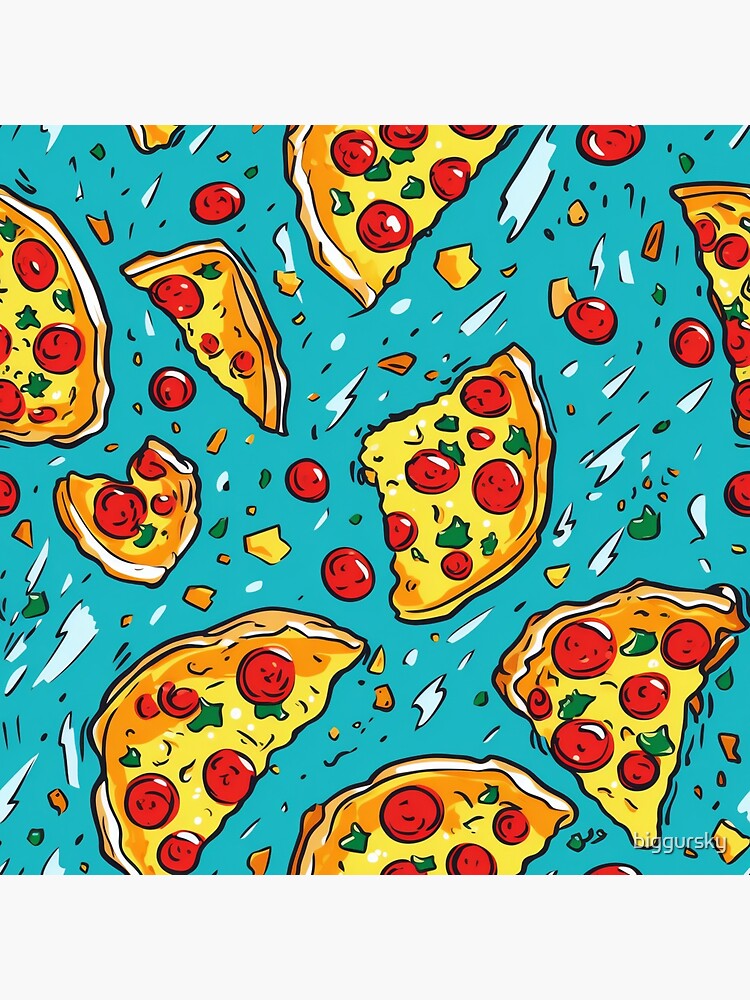 "Abstract Exploding Pizza Pattern | Whimsical Foodie Design | Unique ...