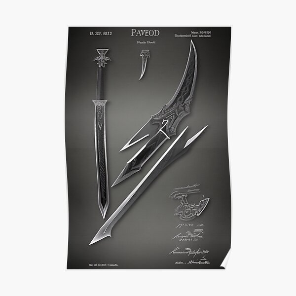 "Legendary Weapon Patent Black Razor Blade" Poster for Sale by ...