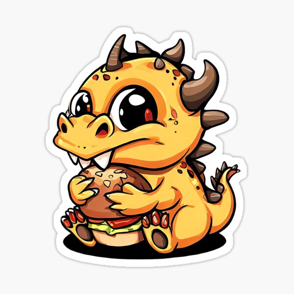 "Dragon hugs hamburger" Stickerundefined by phys | Redbubble