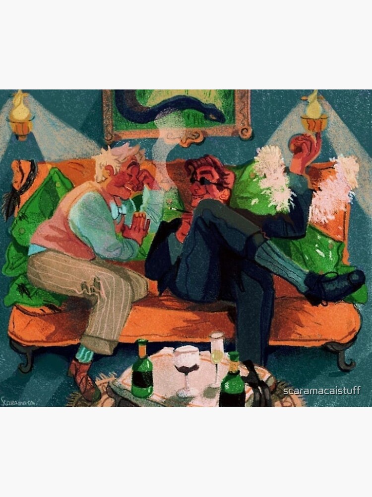 "demon and angel sharing a sofa...and something more" Sticker for Sale ...