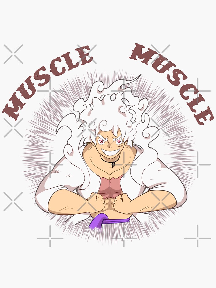 Pegatina con la obra «Luffy Gear 5 - Muscle!» de UriDesigns | Redbubble