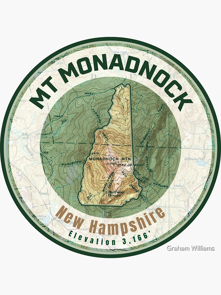"Mountain Map NH Shape - Mt Monadnock" Sticker for Sale by Graham ...