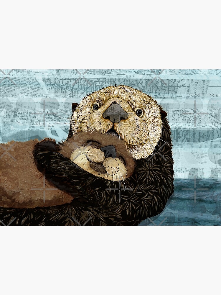 "Sea Otter Mother and Baby" Canvas Print for Sale by katherineblower ...