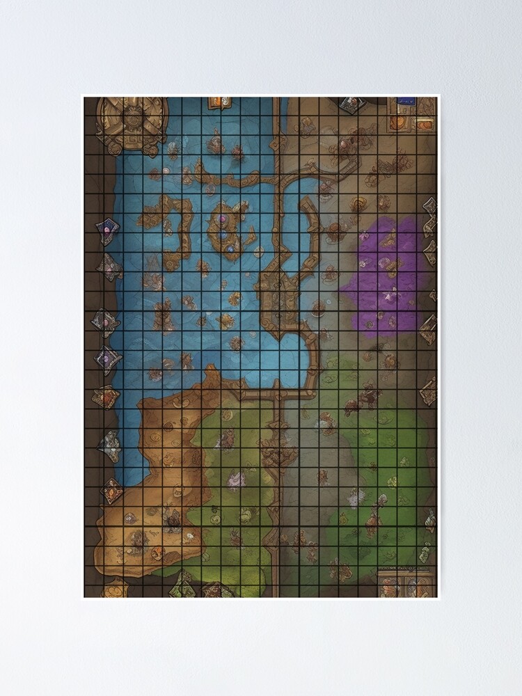 "Dungeon Battle Maps Mat Grid" Poster for Sale by Yellowriversss ...
